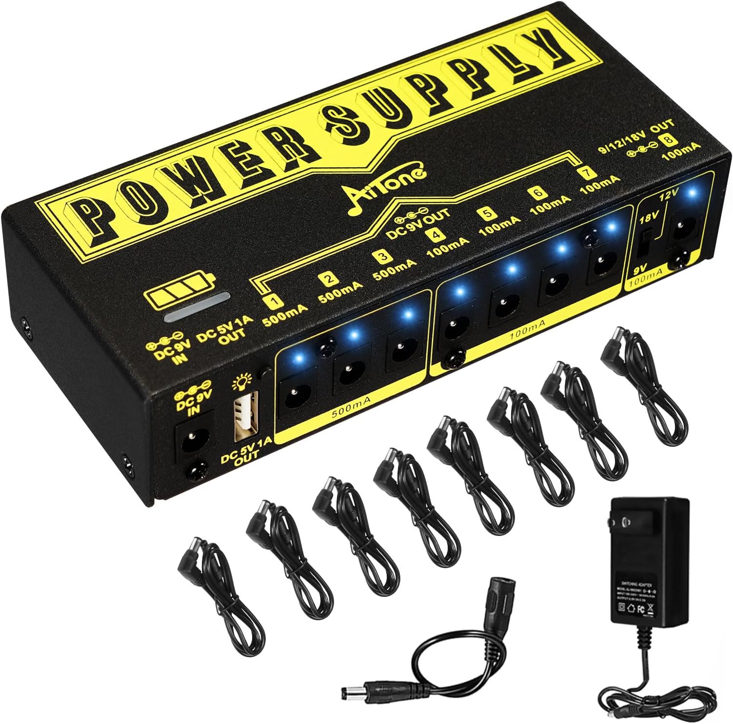 Amazon.com: AITONE Pedal Power Supply 9V 12V 18V Rechargeable Battery ...