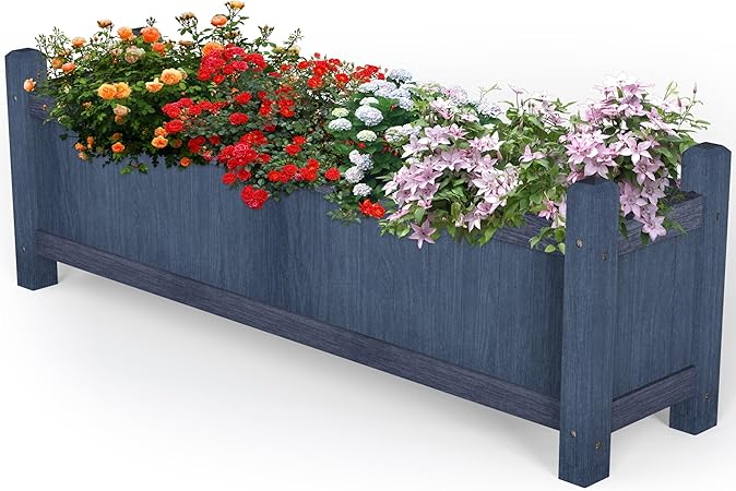 Vivo Technologies Extra Large Rectangular Wooden Planters Outdoor ...