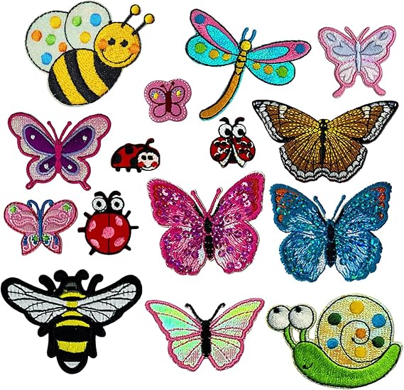 Amazon.com: Qusmeiyici 15Pcs Butterfly Bees Insect Embroidered Applique ...