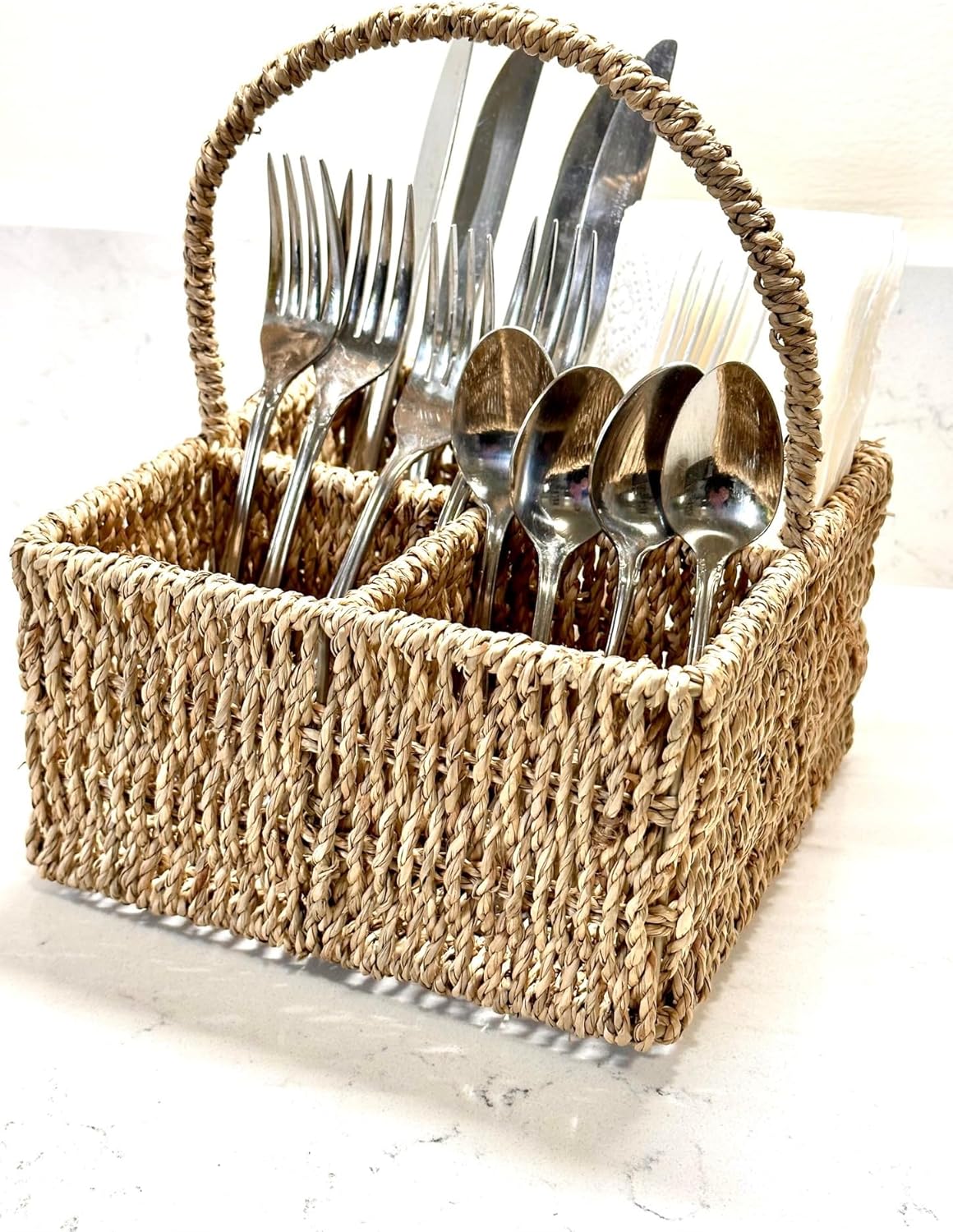 Amazon.com - Pear Tree Essentials Seagrass Flatware Holder Caddy and ...