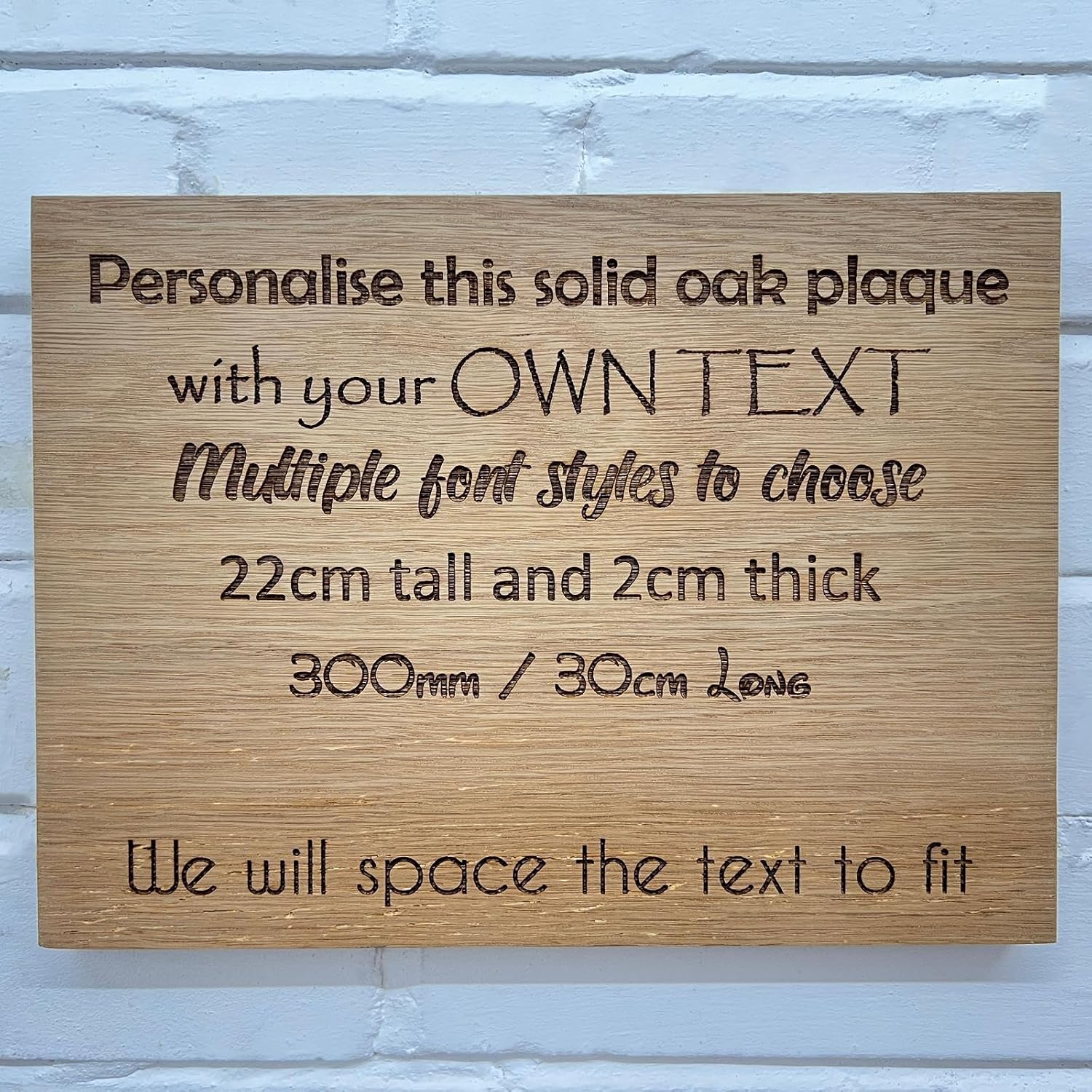 Personalised Engraved Solid Oak Plaque (multiple size options) Wall ...