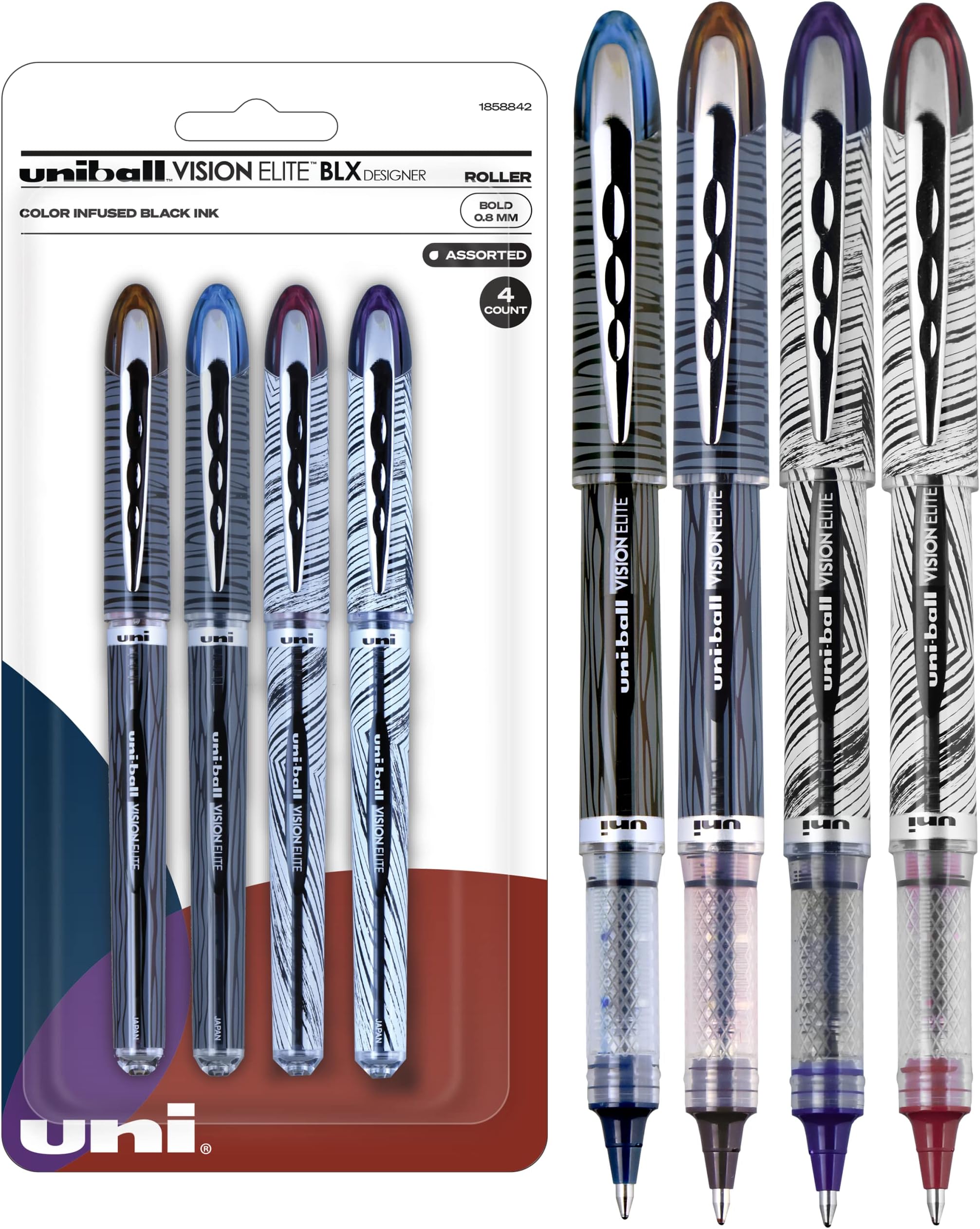 uni-ball Vision Elite Designer Series Stick Bold Point Rollerball Pens ...