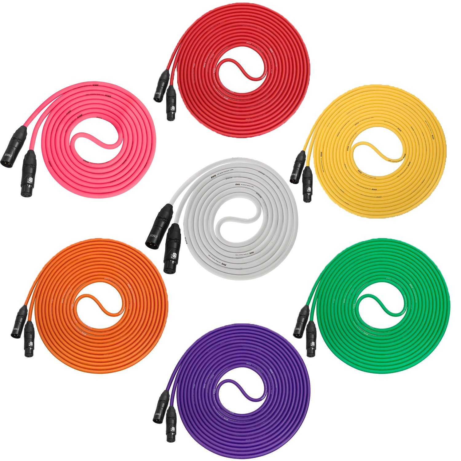 Snapklik.com : Cable Pack Premium Series 8-Pack Multi Color XLR ...