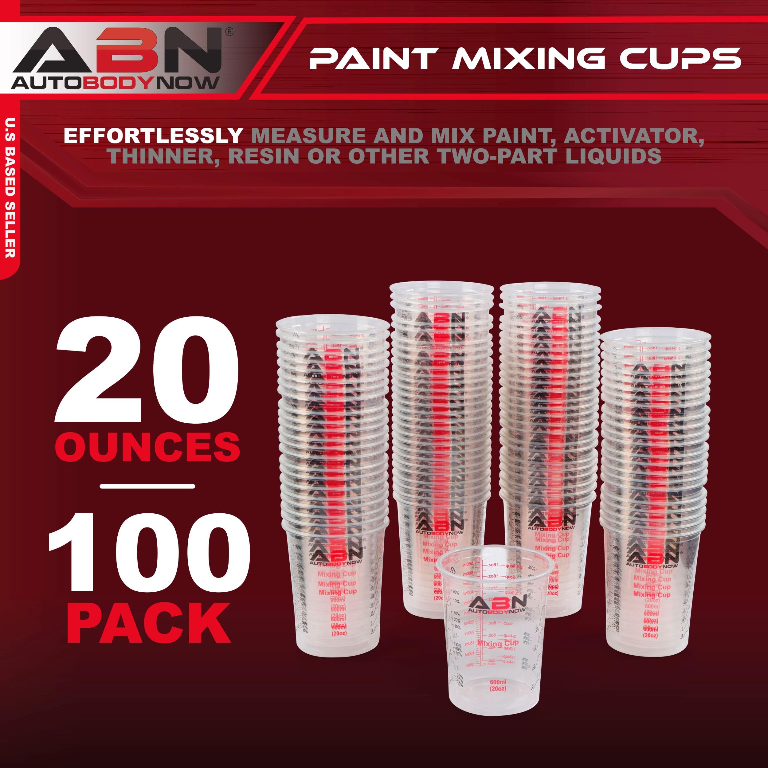 Snapklik.com : ABN Automotive Paint Mixing Cups - 100 Pack 20oz Plastic ...