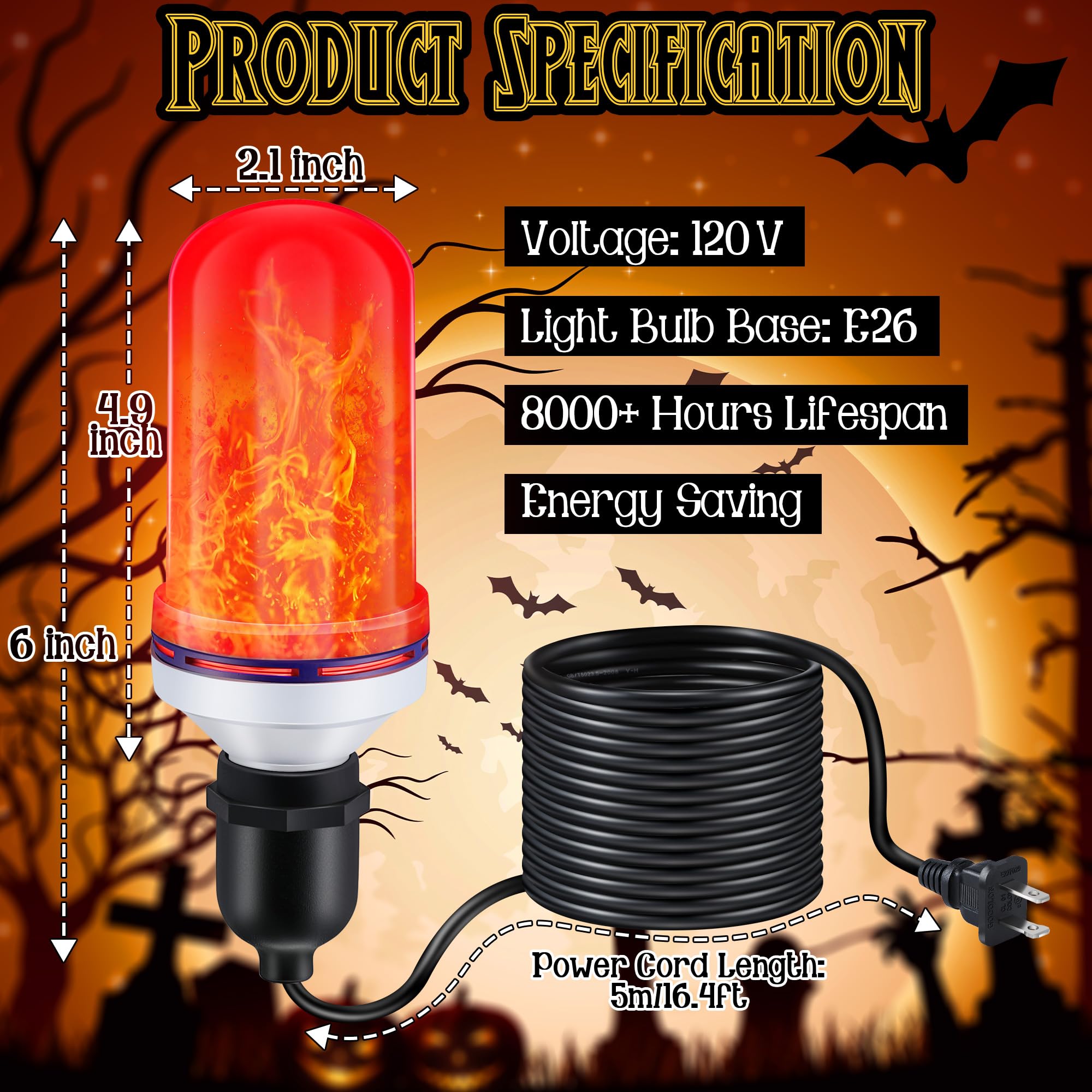 Snapklik.com : LED Halloween Skeleton Lighting Kit, E26 Base Flame ...