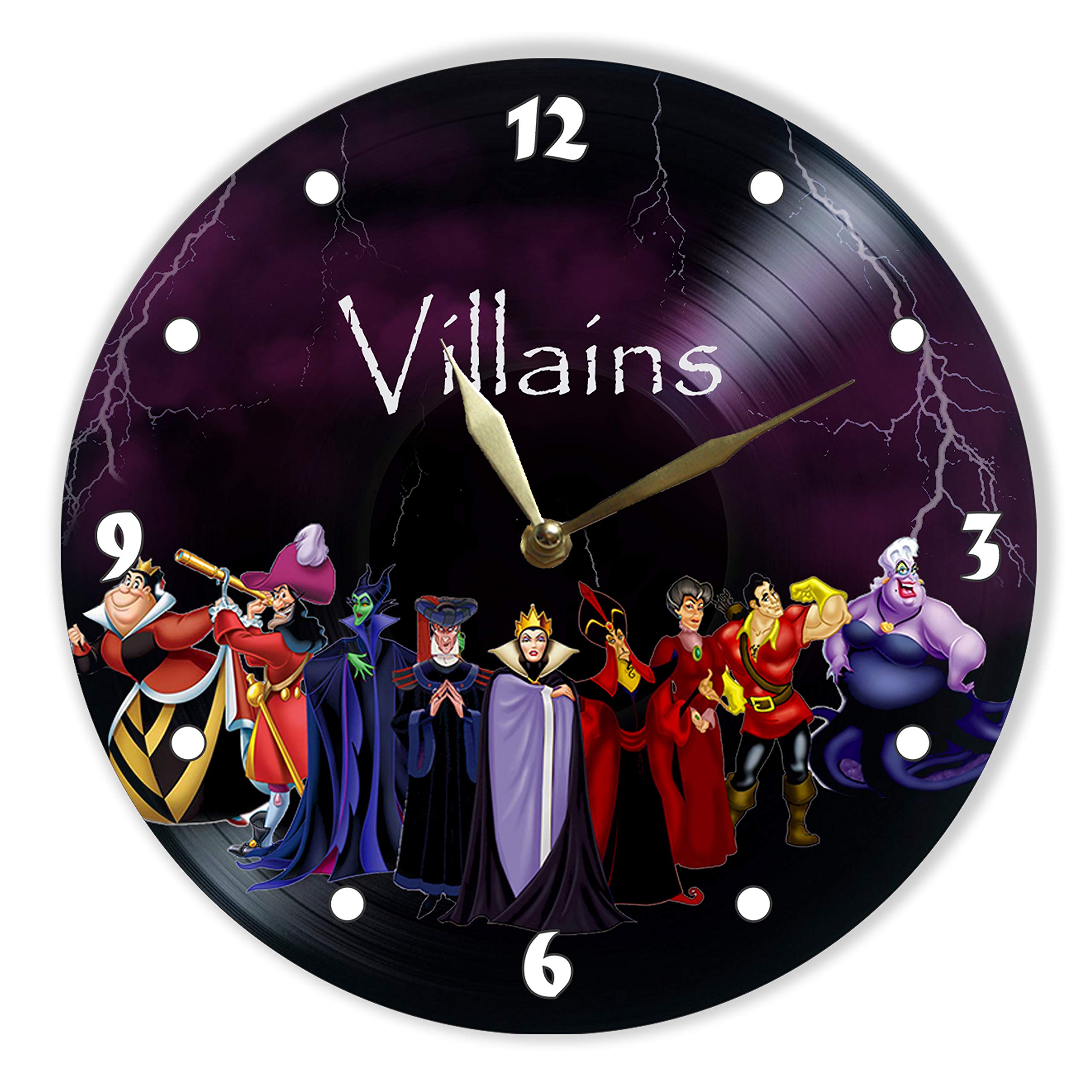 Mirag Disney Villains Painted Vinyl Clock Disney Villains Colored Wall ...
