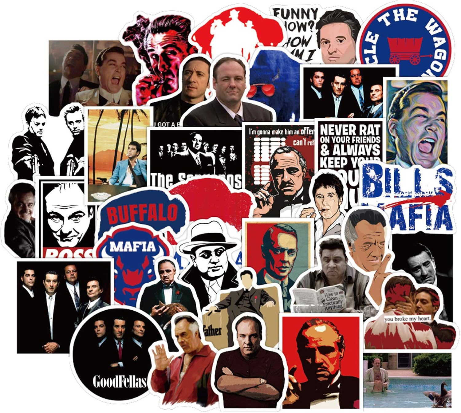 RUBANG Cool Mafia Stickers for Kids and Teen|50 Pack|, Waterproof Vinyl ...
