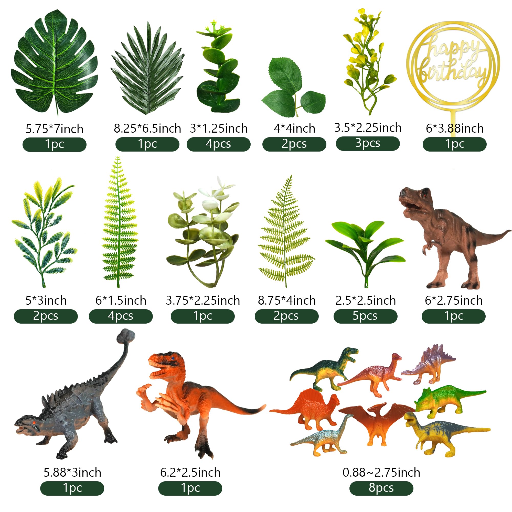 Snapklik.com : Dinosaur Cake Toppers Dinosaur Toy Artificial Plants ...
