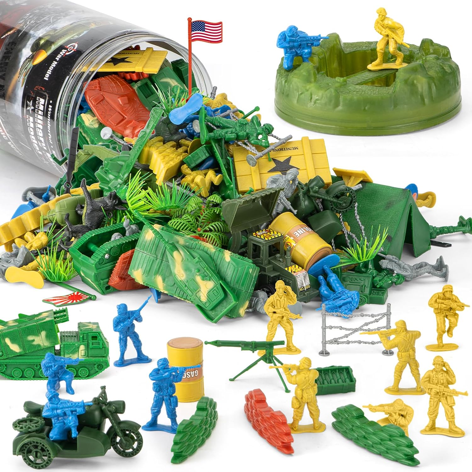 Amazon.com: TikOnsYol 100 Pcs Army Men Toys for Boys with Map in Bucket ...