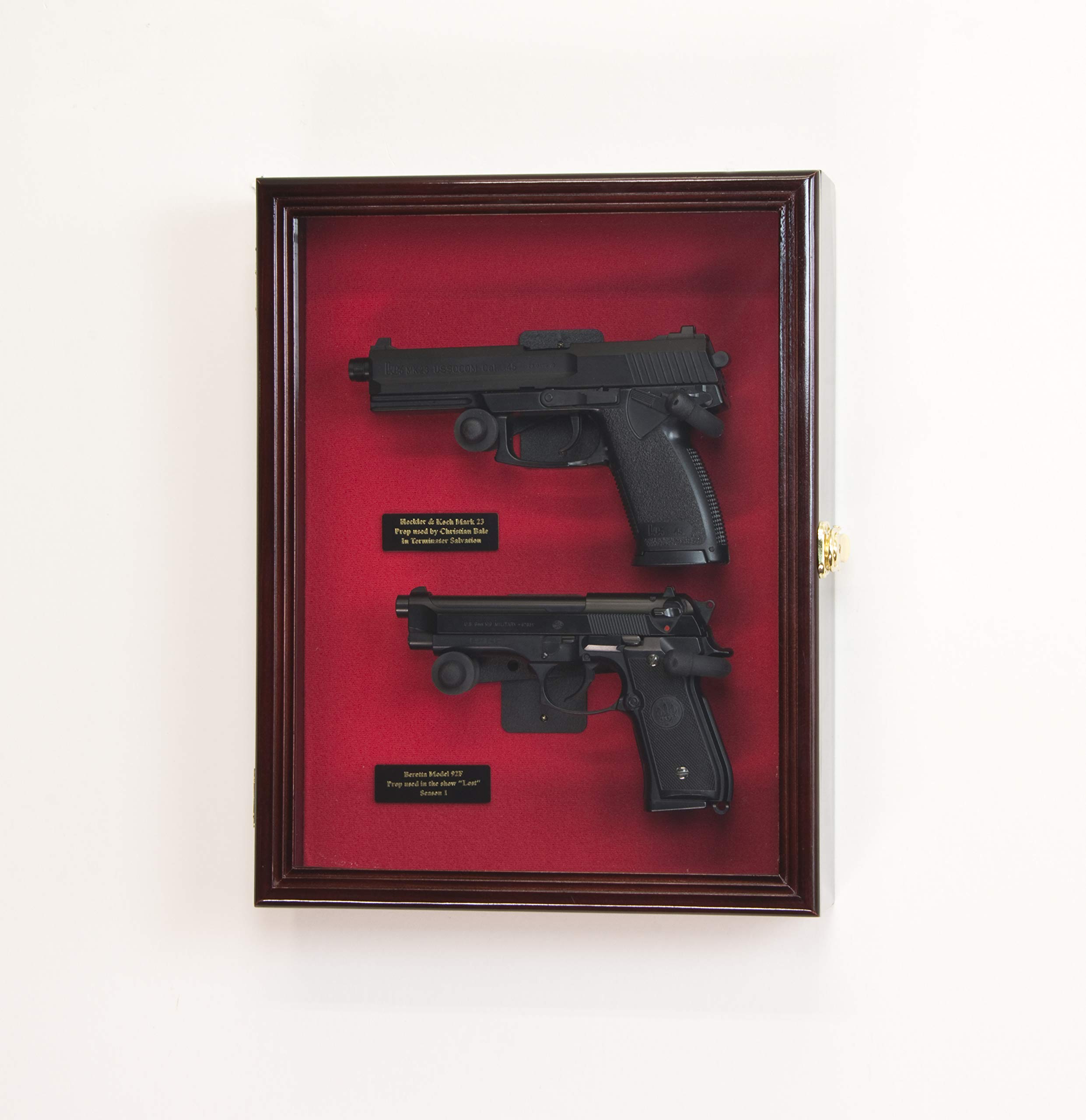 Large Double 2 Pistol Handgun Revolver Gun Display Case Cabinet ...