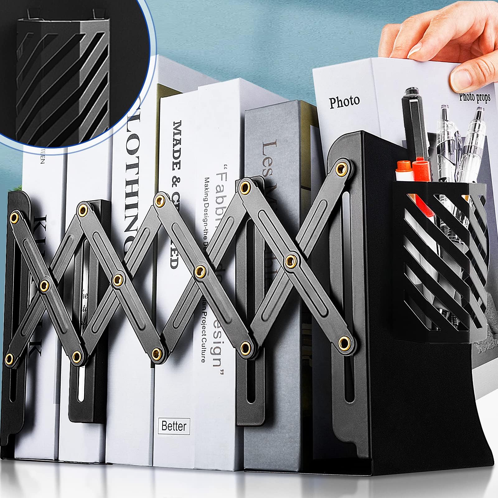 Amazon.com: Adjustable Bookends - Metal Book End Holder with Removable ...