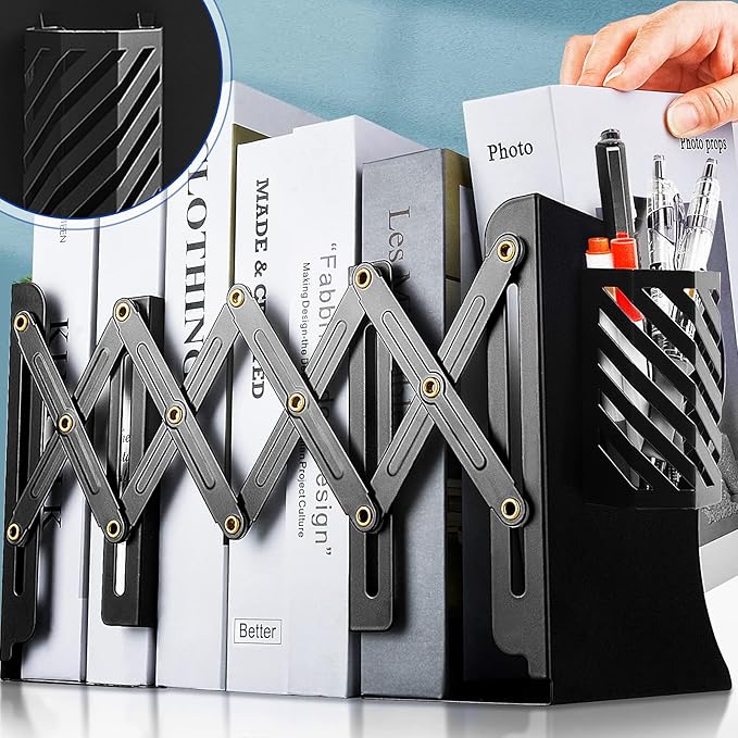 Amazon.com: Heavy Duty Book Ends to Hold Books with Pen Holder ...