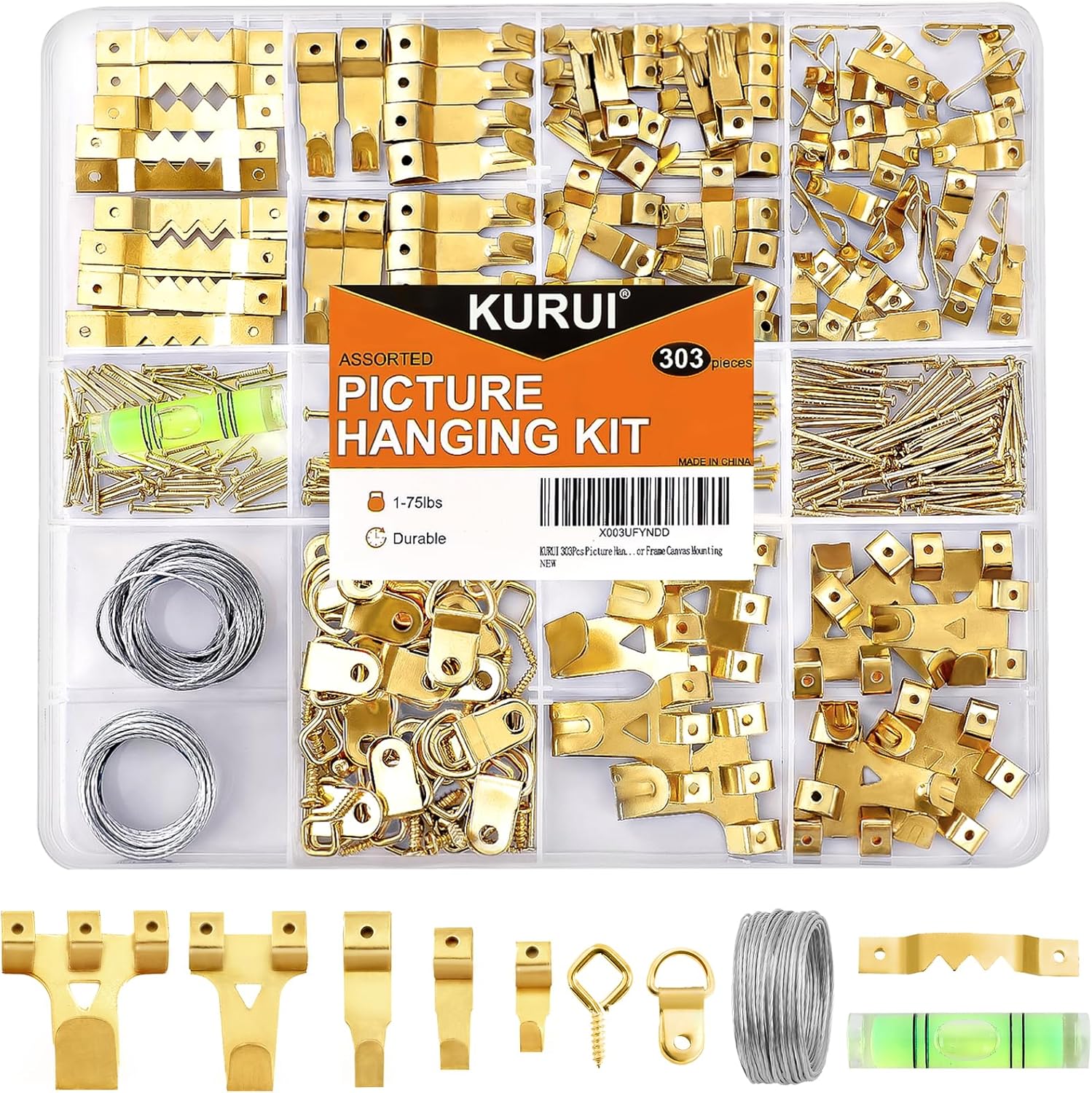 KURUI 303Pcs Picture Hanging Kit, Picture Hangers Assorted Kit With Heavy Duty Wall Hooks ...