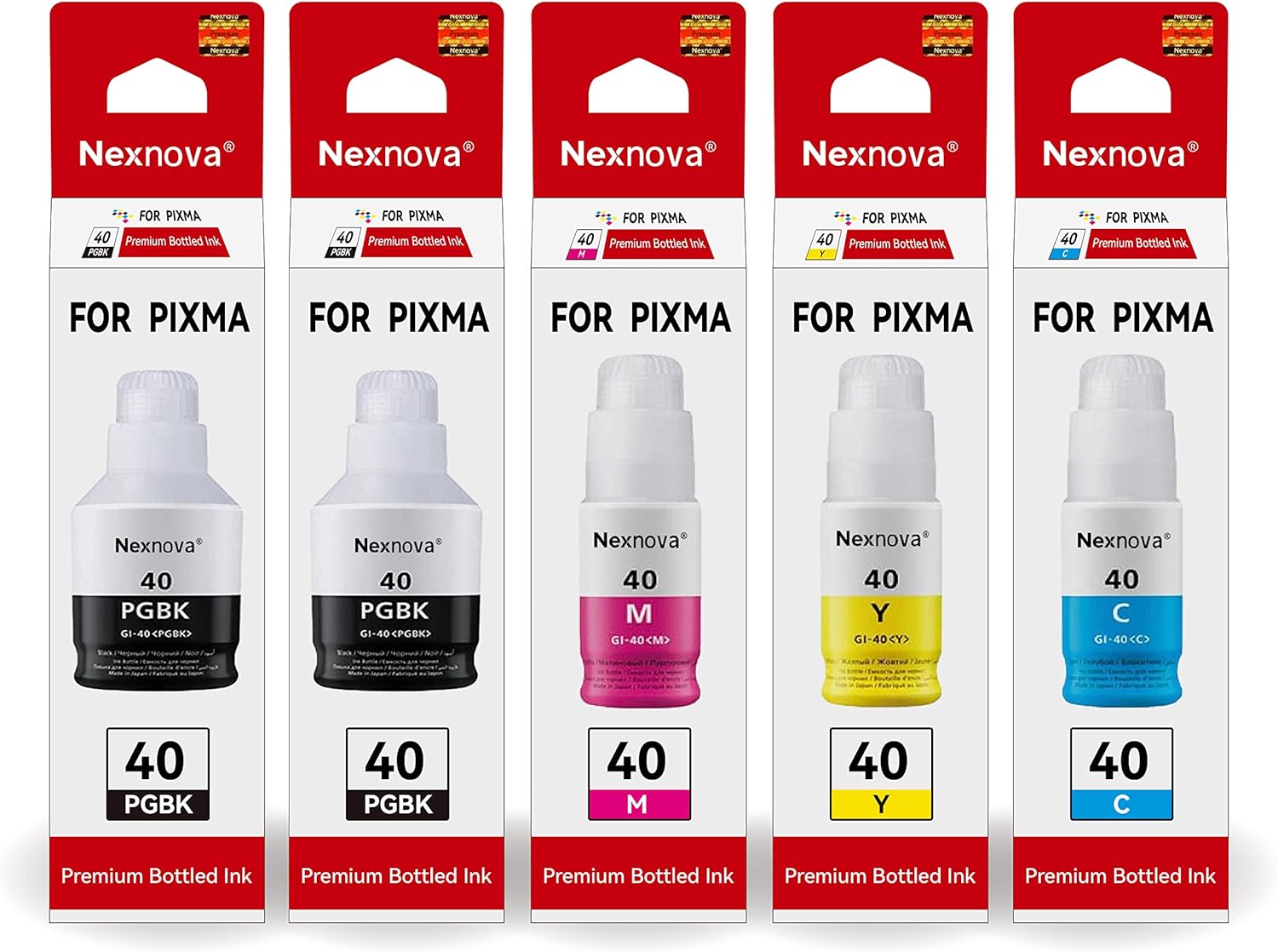 NexNova® ink GI-40 for Canon 5-Pack PigmentBlack X2 Cyan Magenta Yellow ...