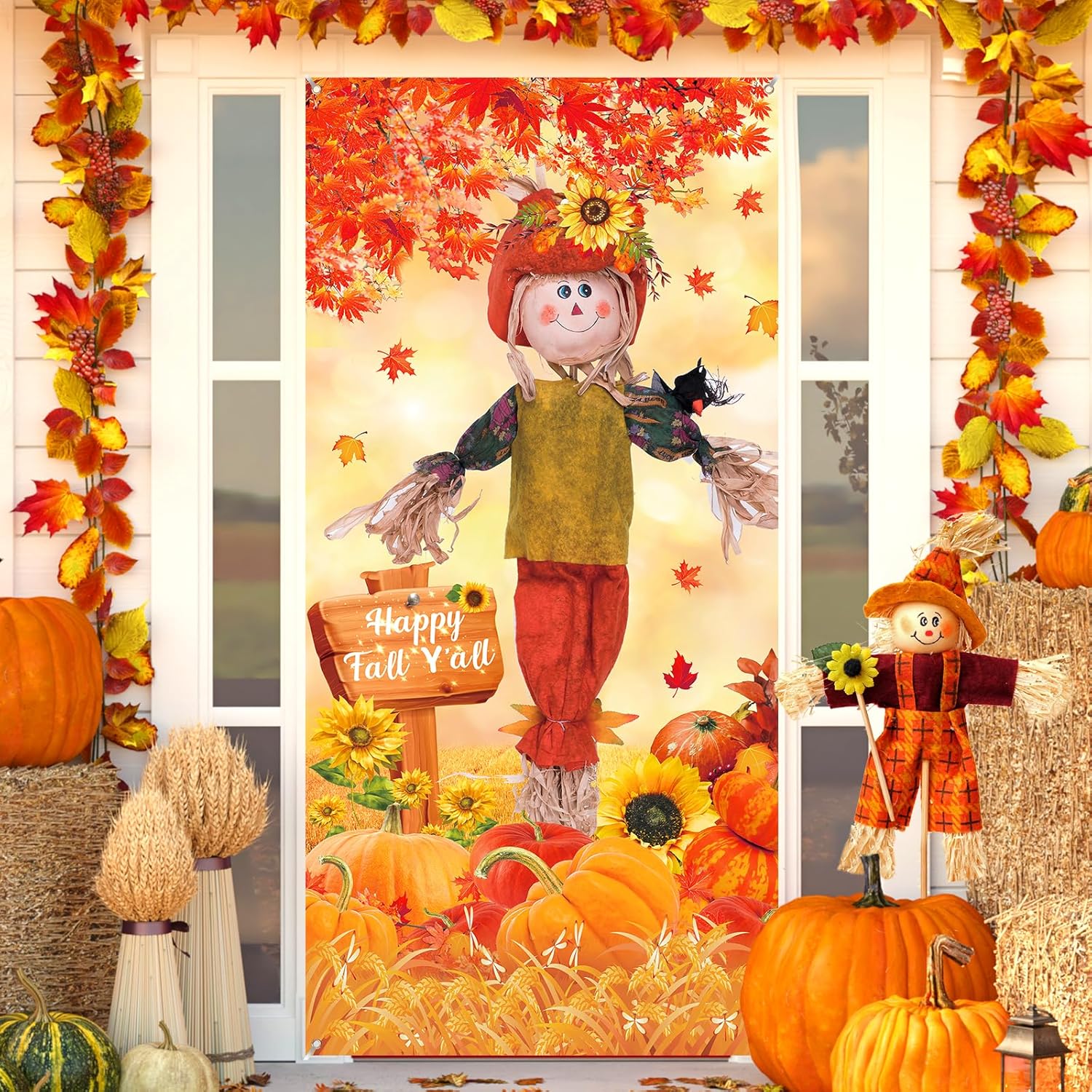Amazon.com: Fall Door Cover Thanksgiving Porch Decorations Banner Fall ...