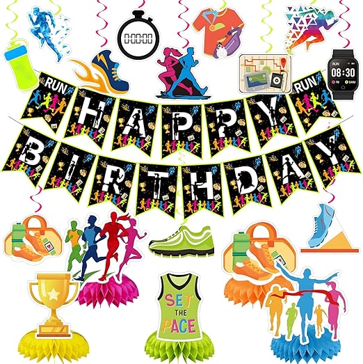 Amazon.com: Running Party Decorations Sports Fitness Birthday Party ...