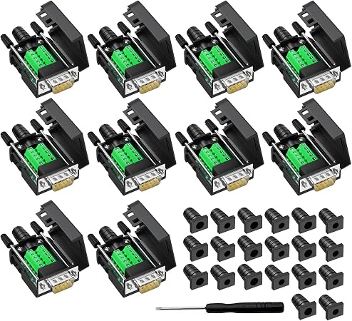 Amazon.com: YIOVVOM 10 conectores DB9 macho Breakout, conectores RS232 ...