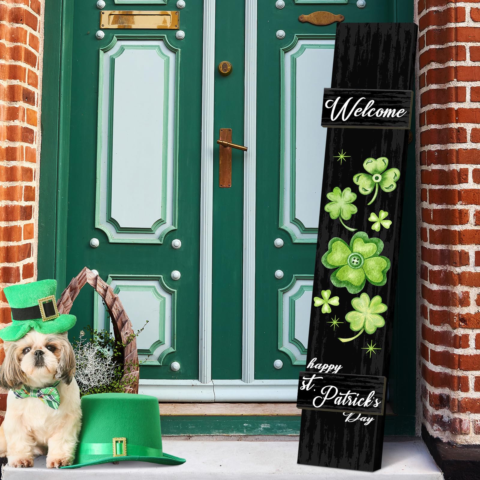 Happy St. Patrick's Day Porch Sign Green Shamrock Wooden Door Sign ...