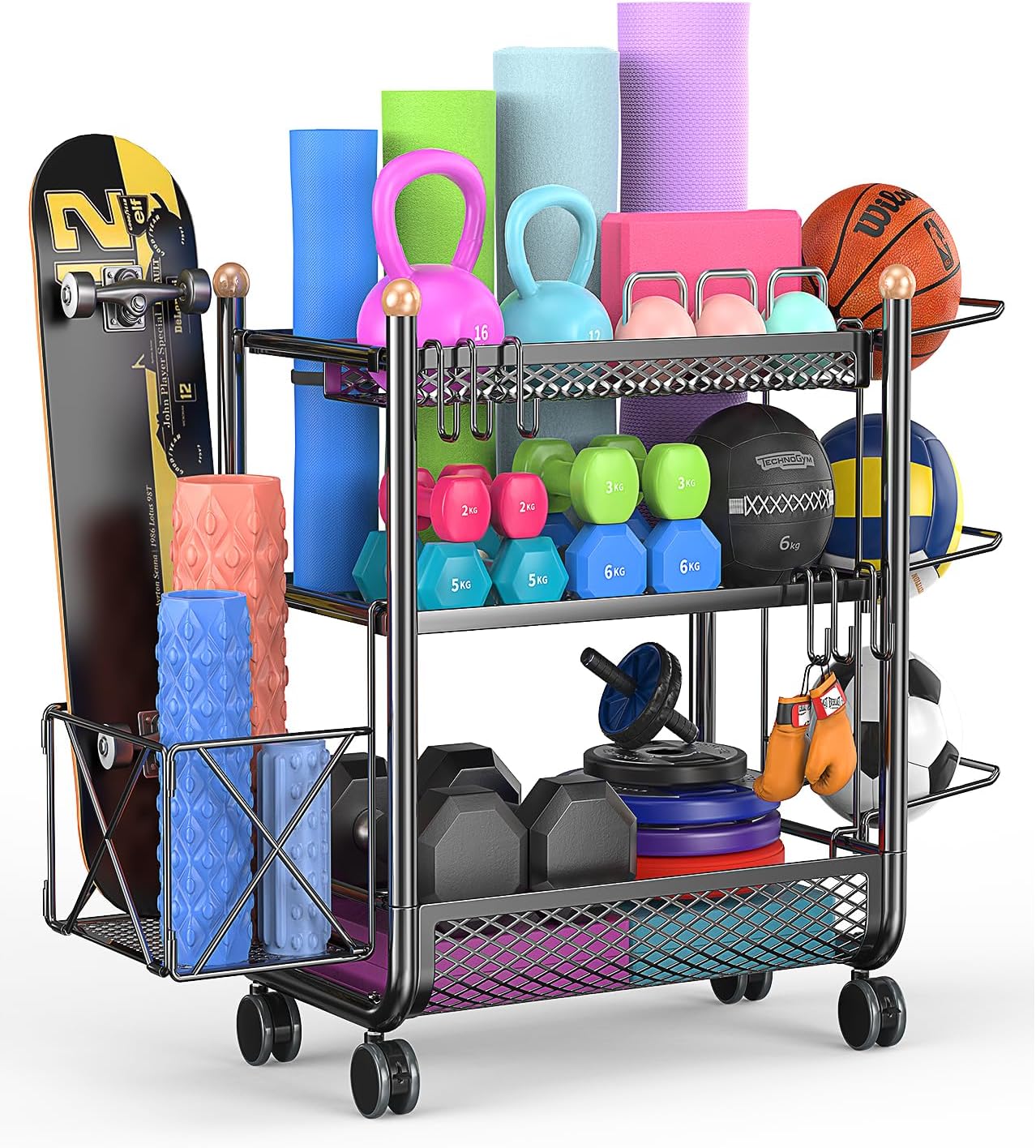 Amazon.com: Garage Sports Organizermemofo, Home Gym Storage Organiser ...
