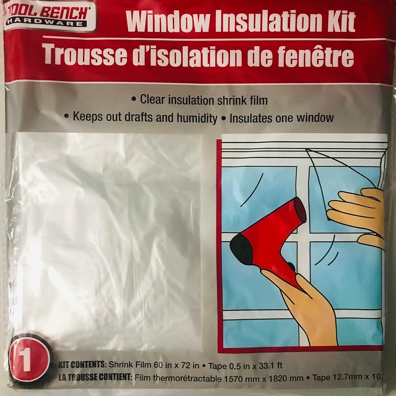 Tool Bench Hardware Window Insulation Kit, 60" x 72", Insulates 1 ...