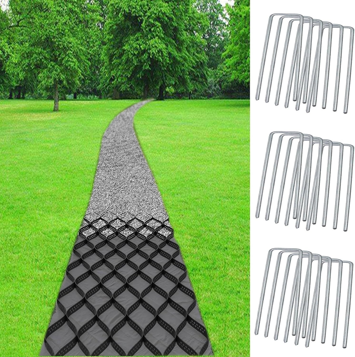 Amazon.com : FLOAPA 2" Honeycomb Geo Ground Grid Driveway Plastic ...