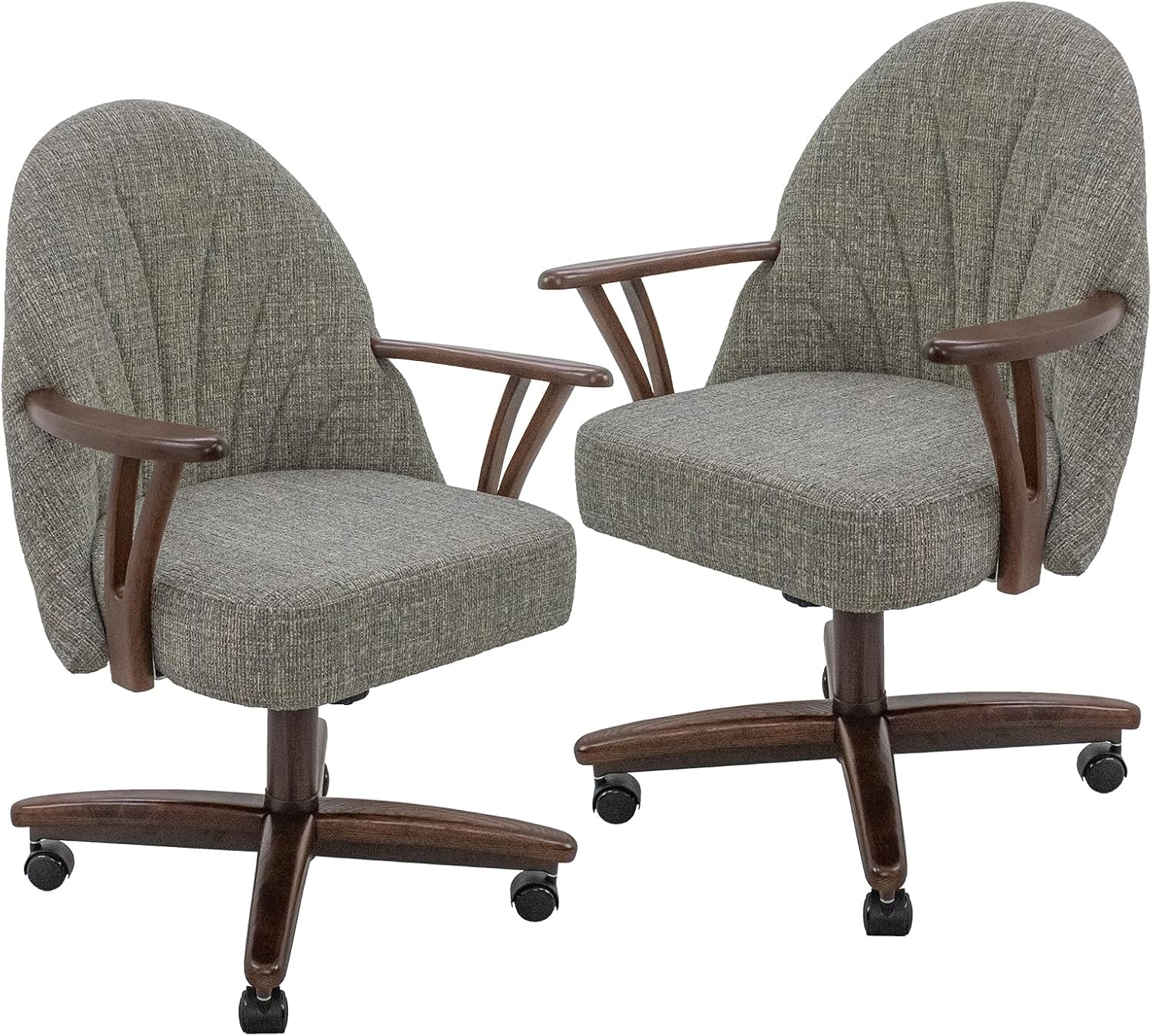 Amazon.com - Chromcraft Set of 2 Swivel Tilt Chairs, Luxe Wooden Arm ...