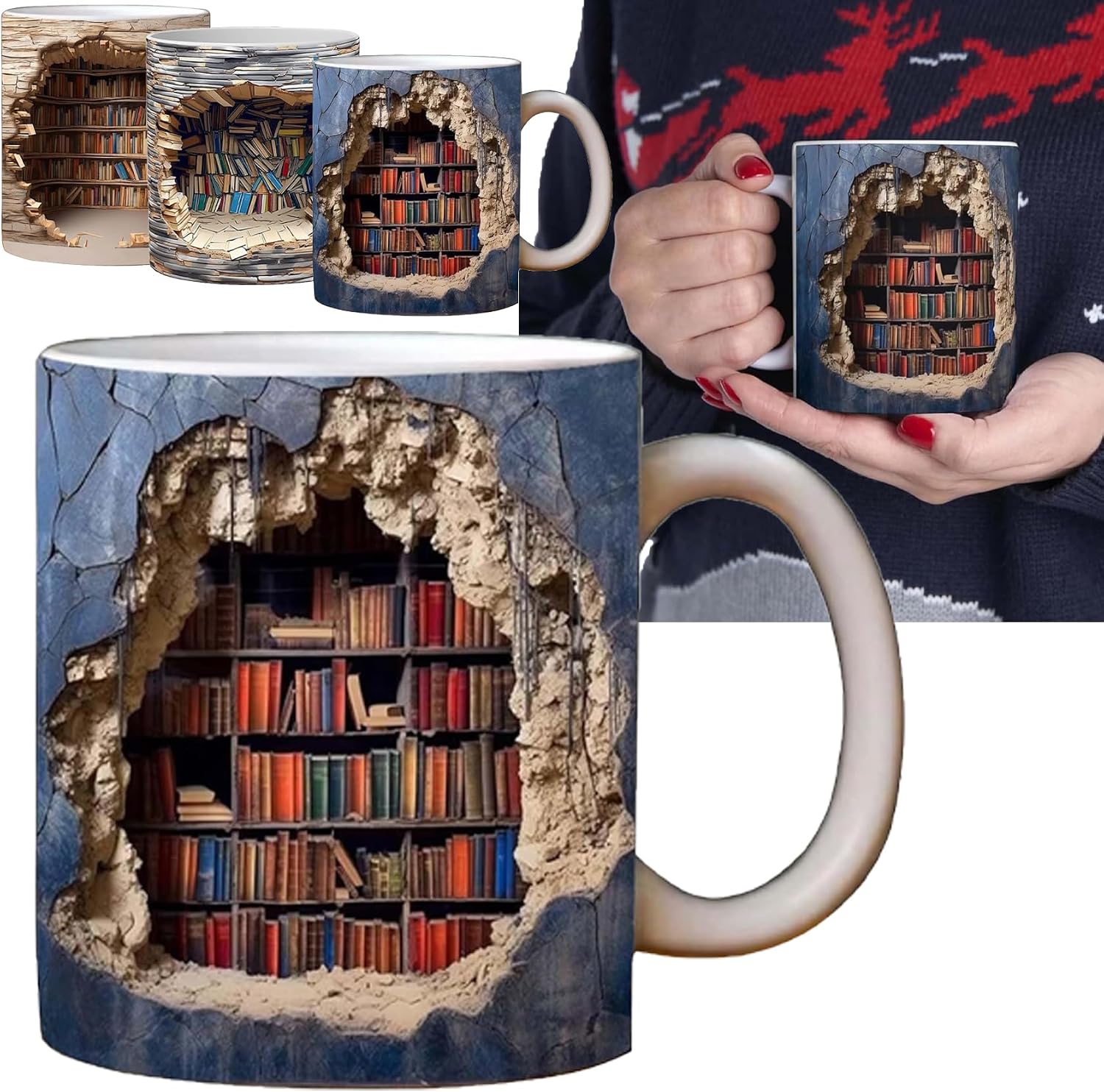Amazon.com: TTEDMO 3d Bookshelf Mug - Creative Space Design Multi ...