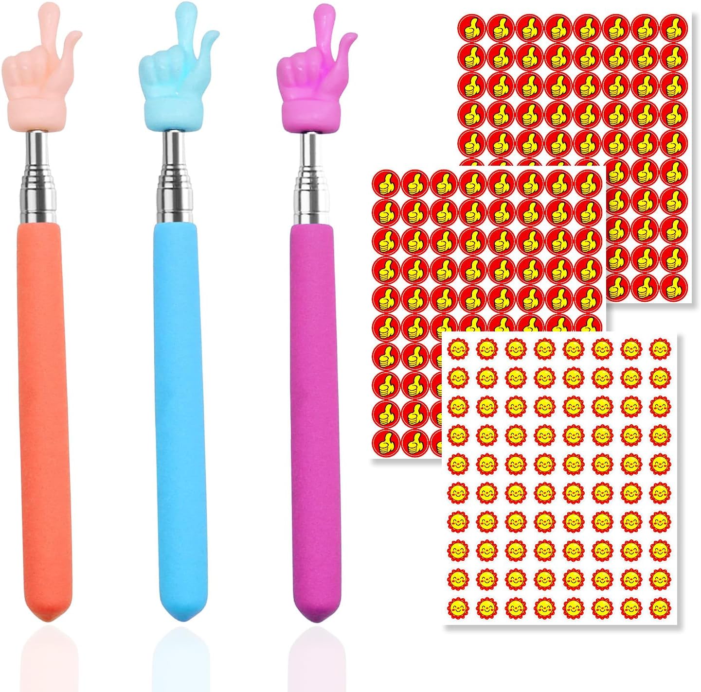 Amazon.com : 3pcs Retractable Teacher Pointer Stick+150 Bonus Stickers ...