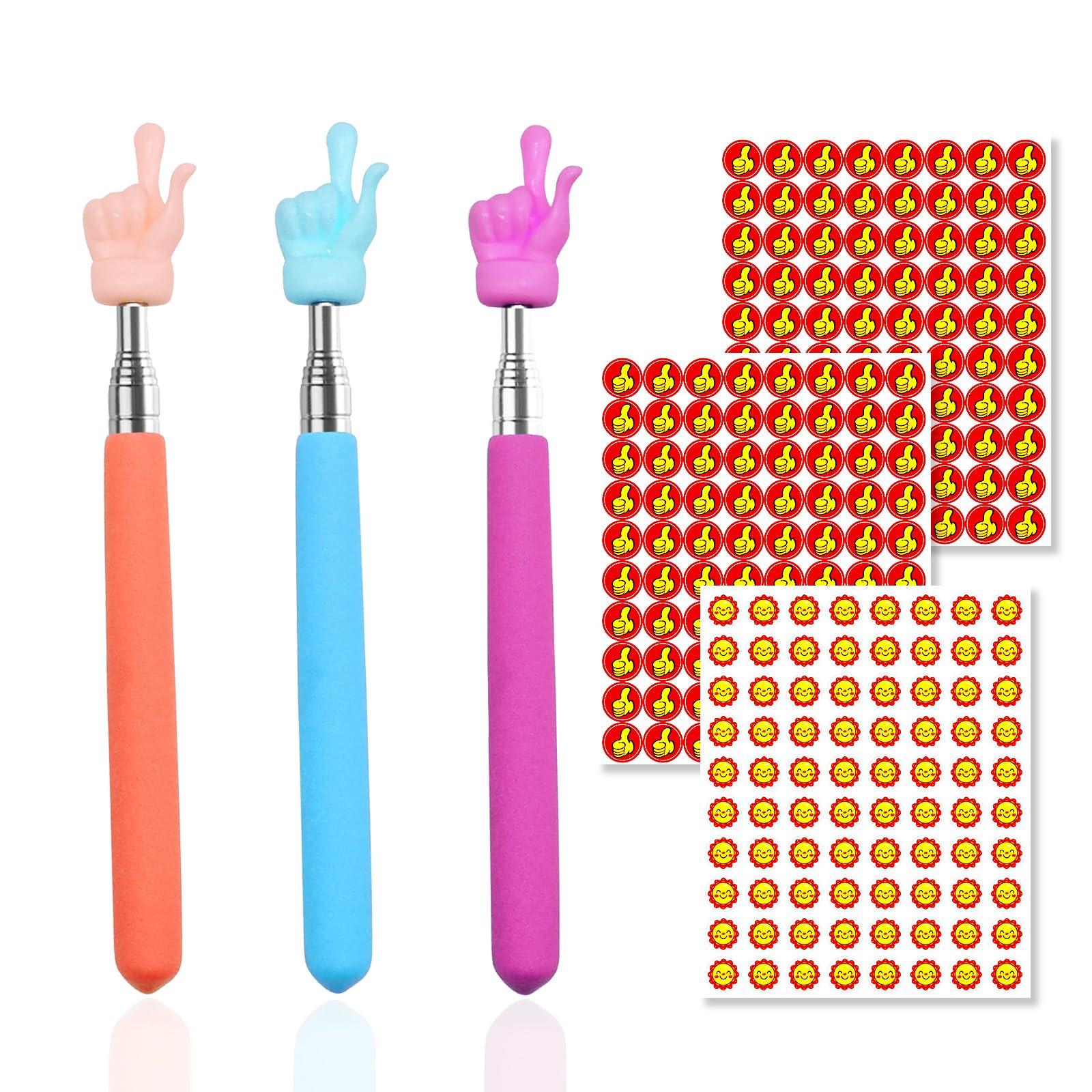 Amazon.com : 3pcs Retractable Teacher Pointer Stick+150 Bonus Stickers ...