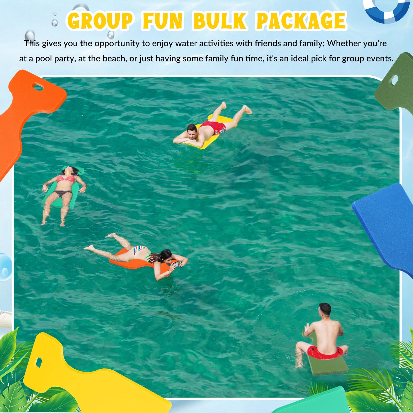 Snapklik.com : Lunmon 6 Pcs Water Solid Saddle Foam Pool Floats For ...