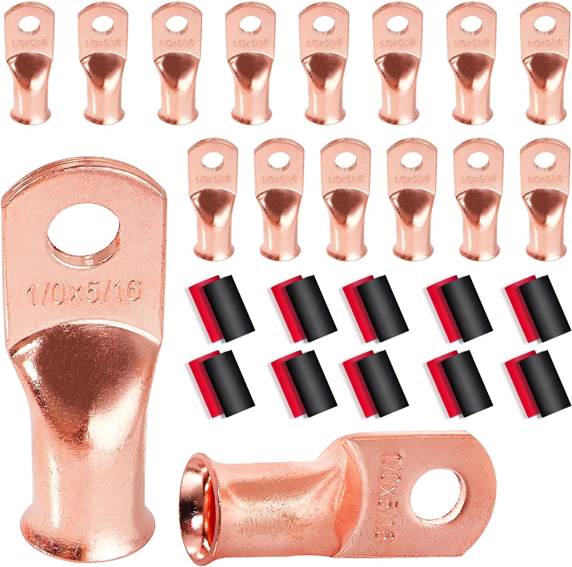 Amazon.com: 6pcs 1/0 AWG-1/2 Ring Battery Lugs, Copper Lugs, Battery ...