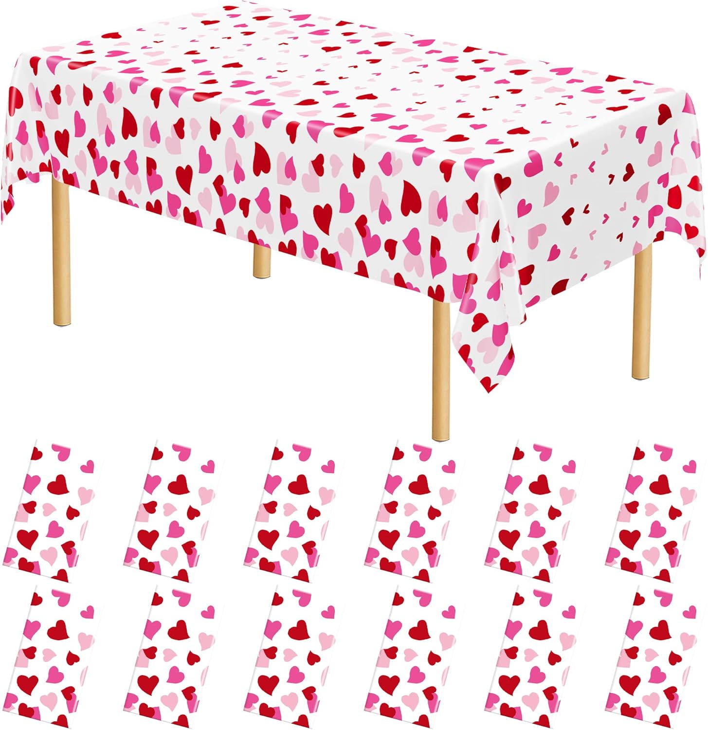 Amazon.com: 12 Pack Valentines Plastic Tablecloth, 54" x 108 ...