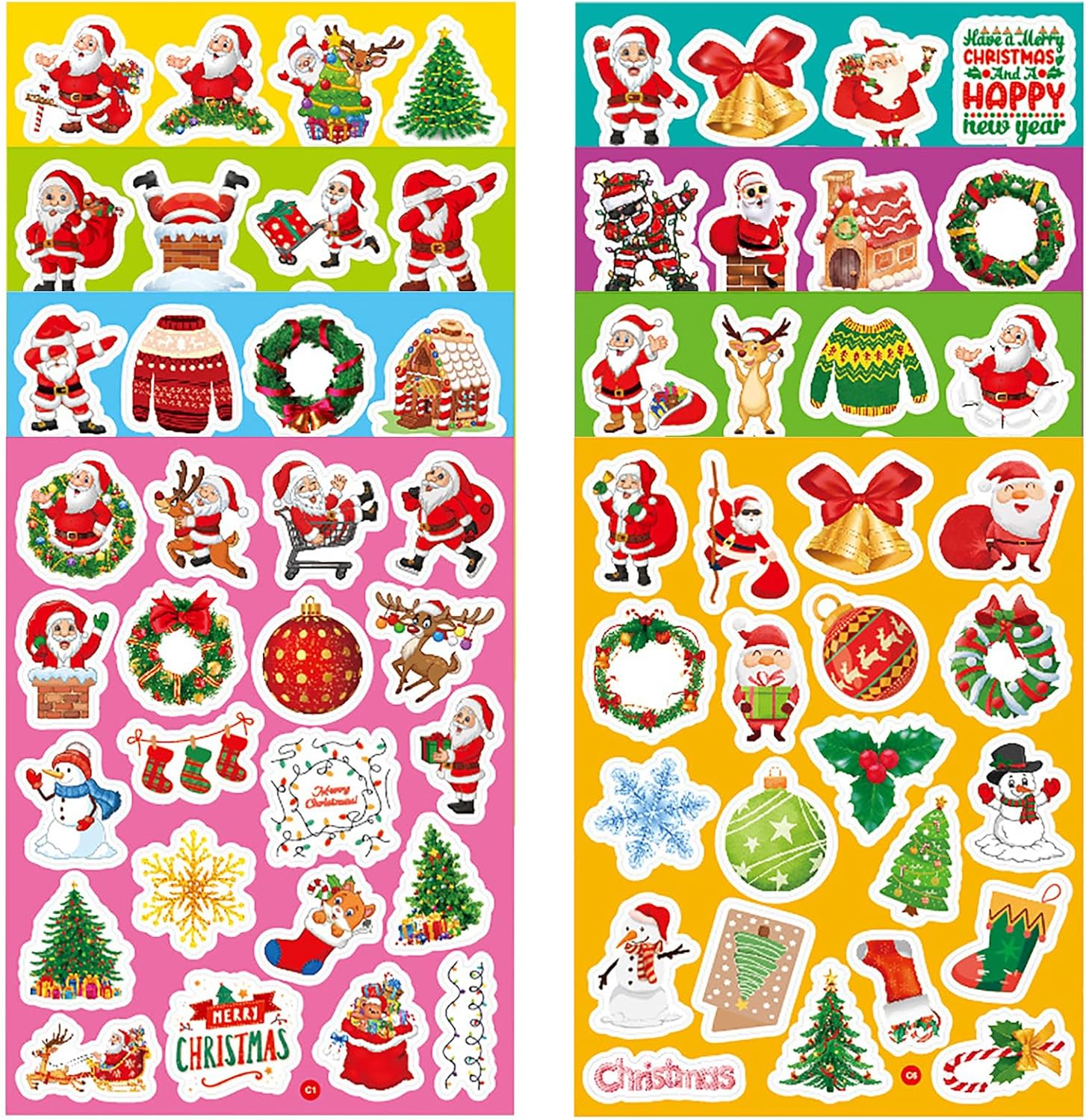 320 Merry Christmas Stickers - Xmas Theme Stickers for Kids, Santa ...