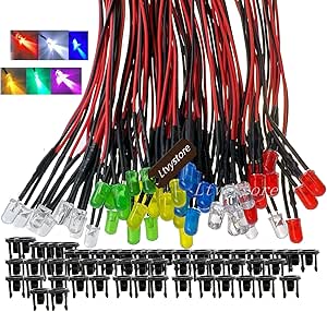 Ltvystore 60Pcs 5MM 3Volt Prewired LED Diode 6 Colors LED Lamp Light ...