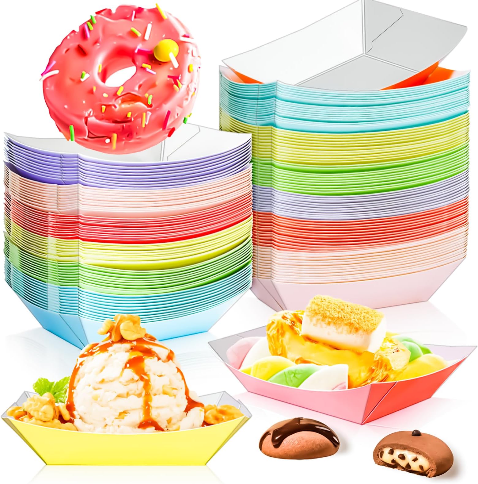 Amazon.com | Blulu 50 Pieces Floral Party Paper Food Trays Bulk Flower ...