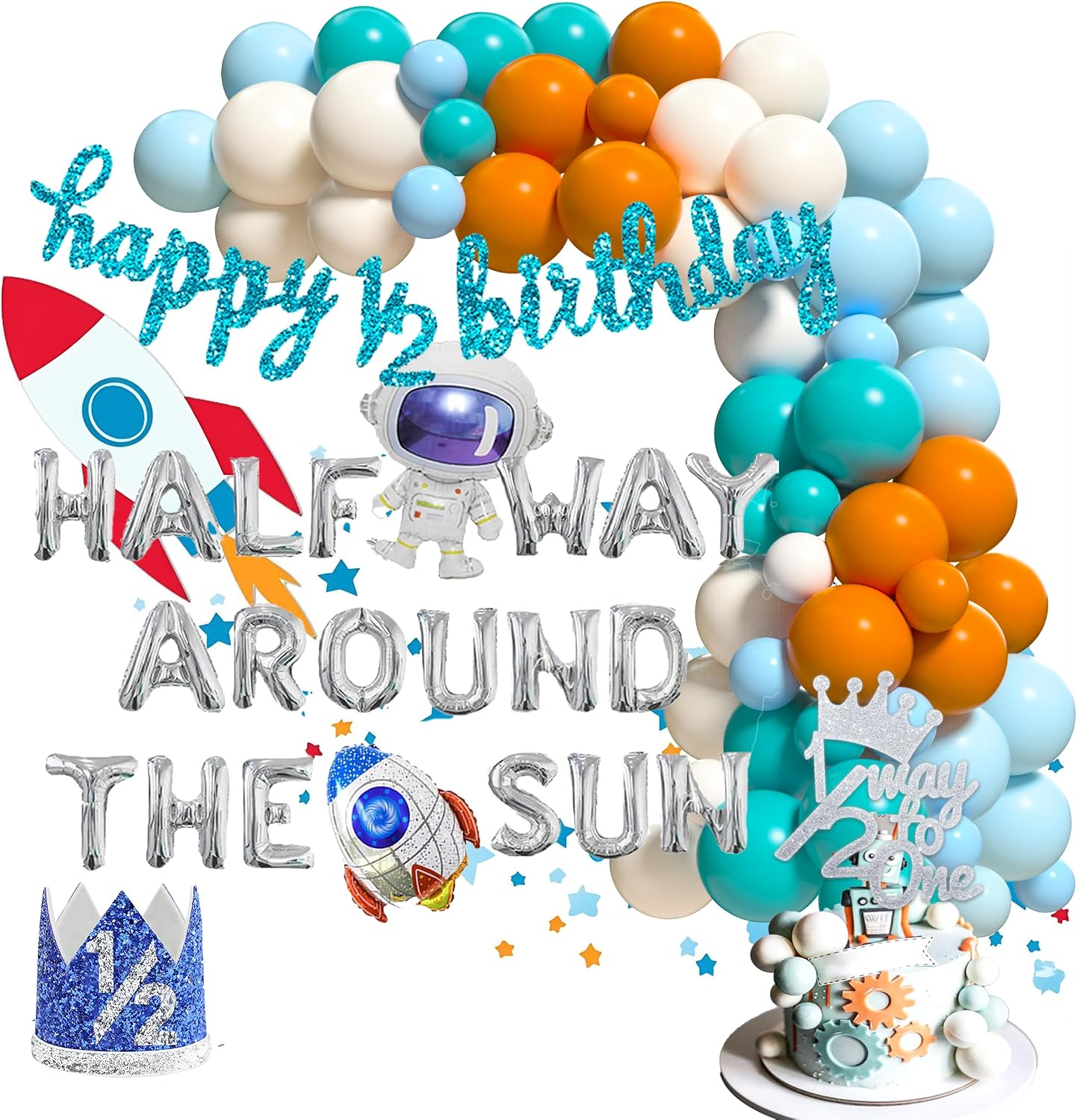 Amazon.com: Halfway Around The Sun Birthday Decorations,6 Months ...