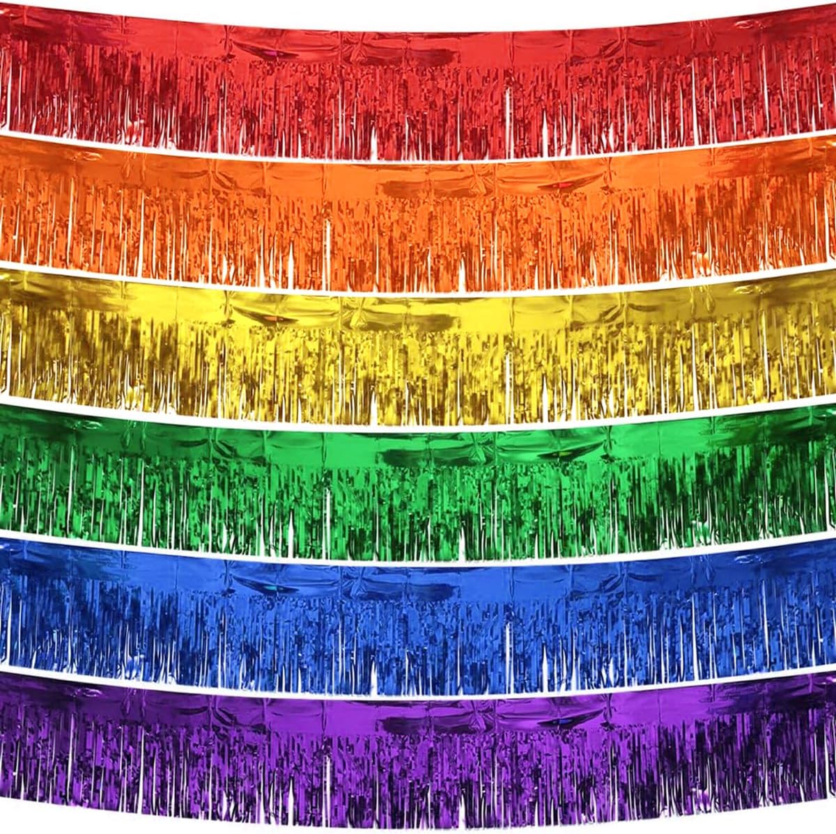 Amazon.com: 6 Pack Rainbow Shiny Foil Fringe Garland Metallic Tinsel ...