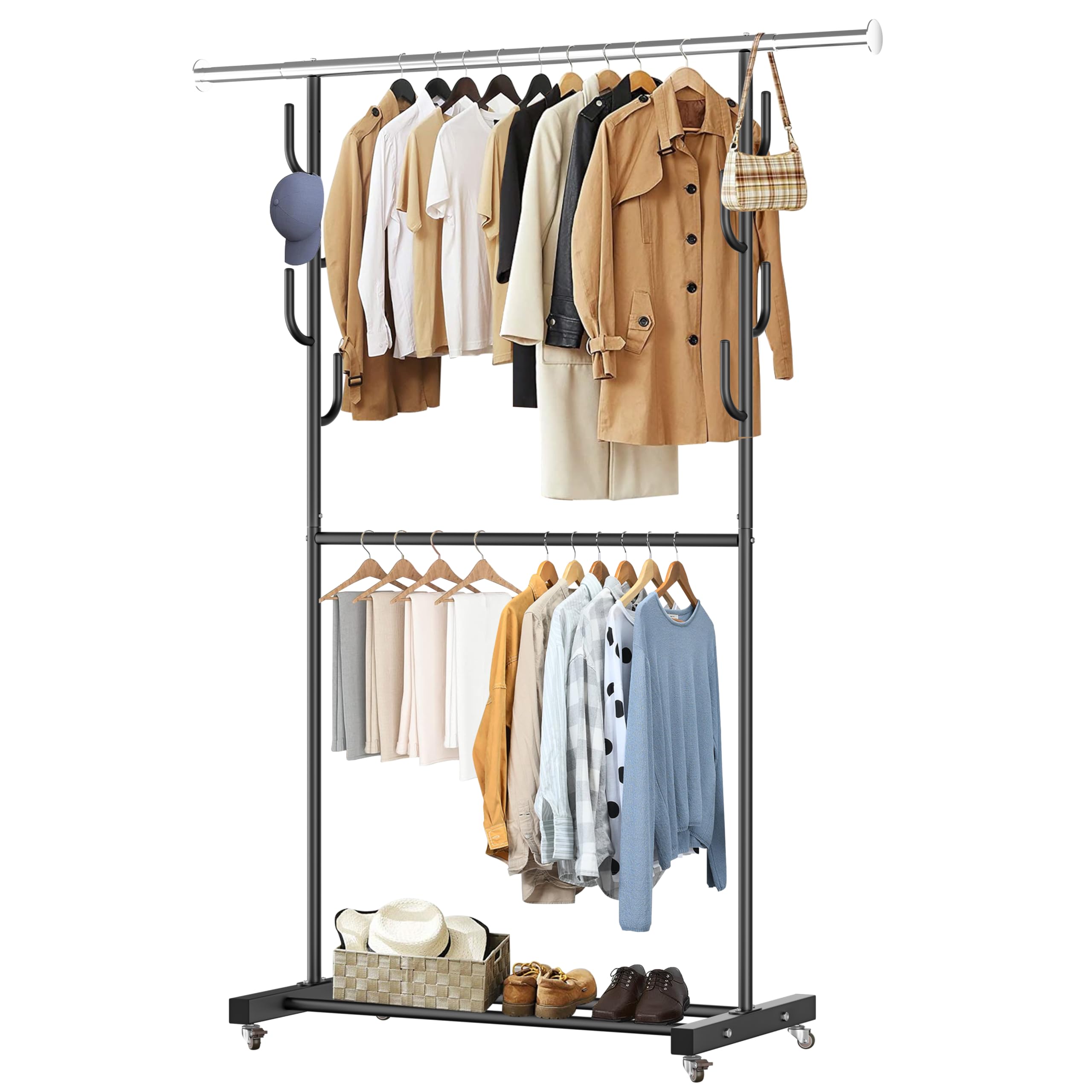 VICERII Clothes Rack, Double Rod Clothing Rack with Extra Height, 51.97 ...