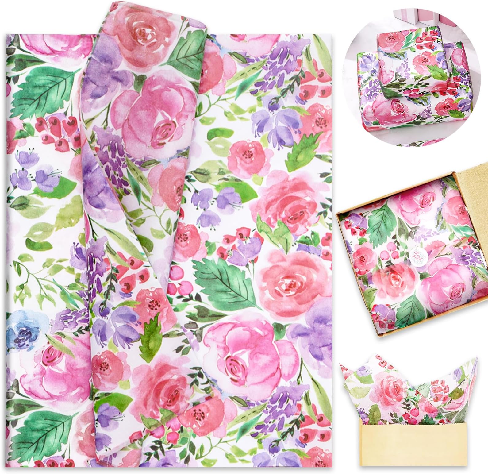 Amazon.com: Boutique Printed Tissue Paper for Gift Wrapping with ...