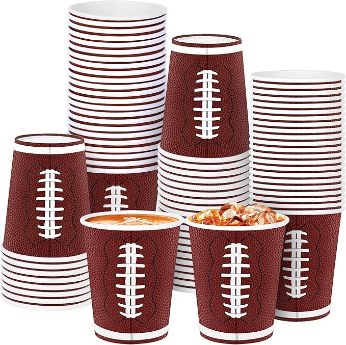 Amazon.com: durony 50 Pieces Football Themed Disposable Paper Cups 9 oz ...