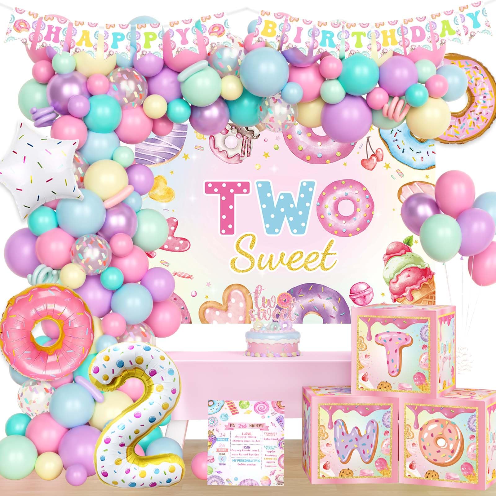 Amazon.com: Party Inspo Two Sweet Birthday Party Decorations Girl, 153 ...