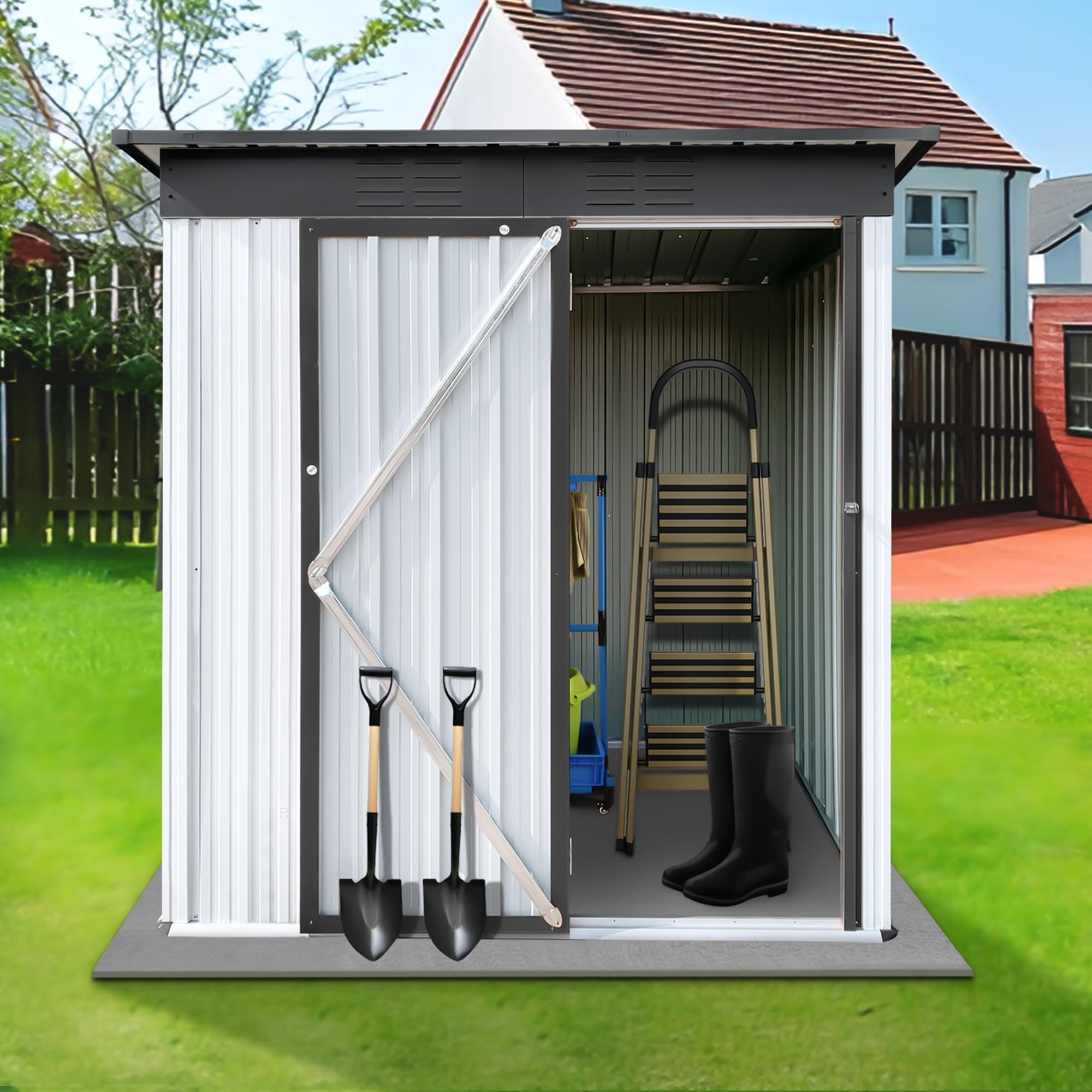 Amazon.com : KFKZUY 5 x 4 FT Outdoor Storage Shed Metal Shed House with ...
