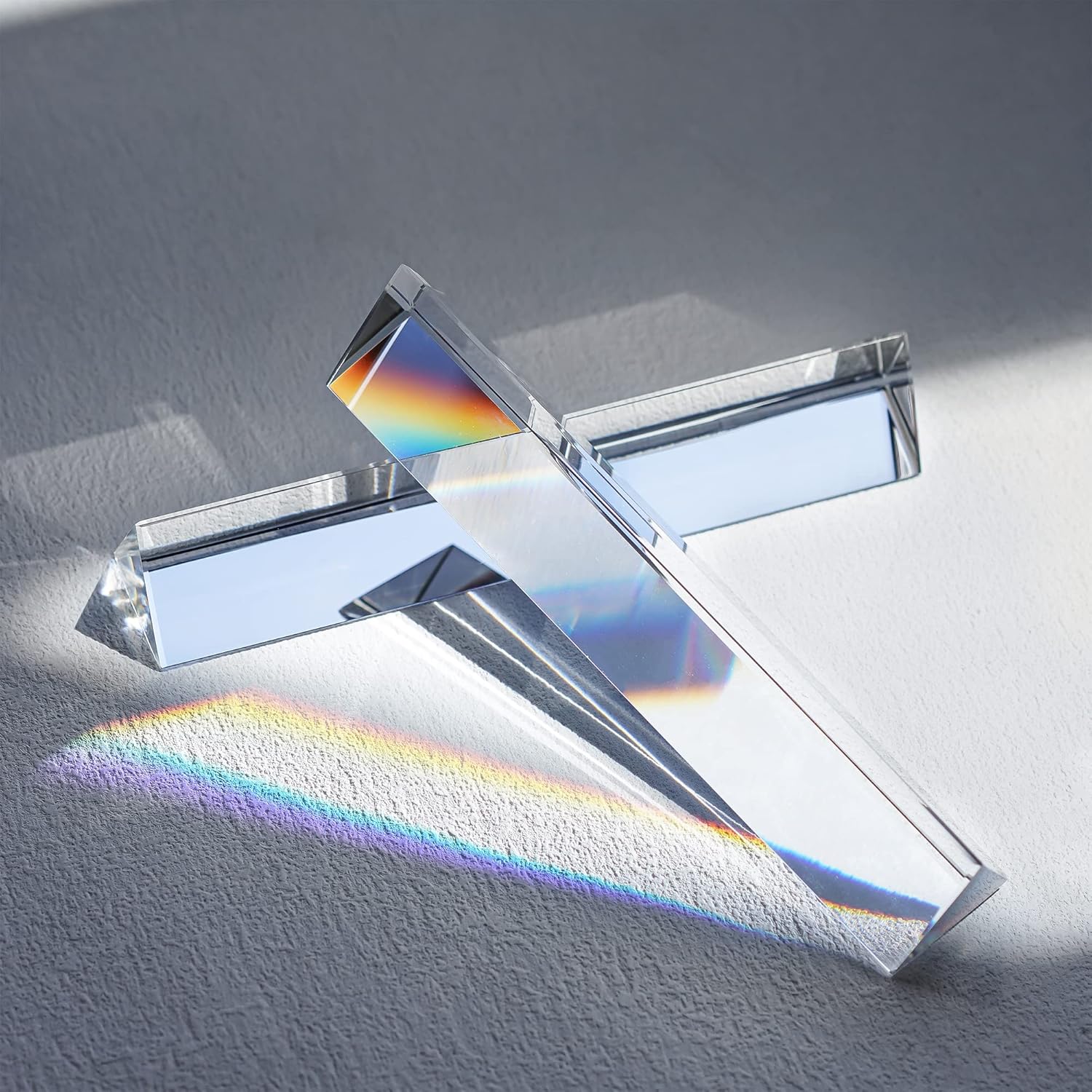 Amazon.com: 2 Pack 6 Inch Crystal Optical Glass Triangular Prism Triple ...