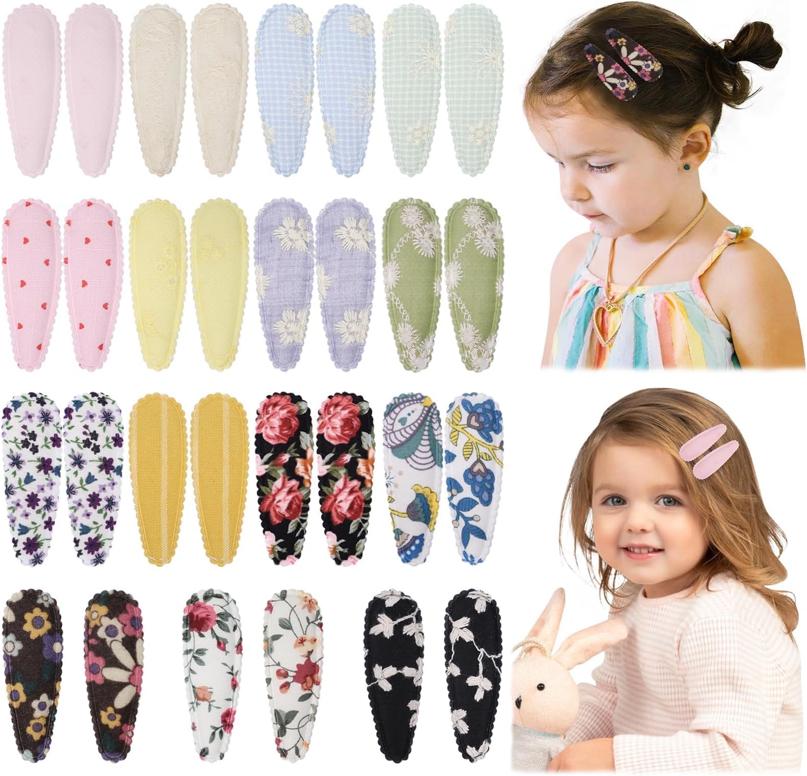 Amazon.com: 40pcs Baby Hair Clips Flower Patterns Snap Hair Clips ...