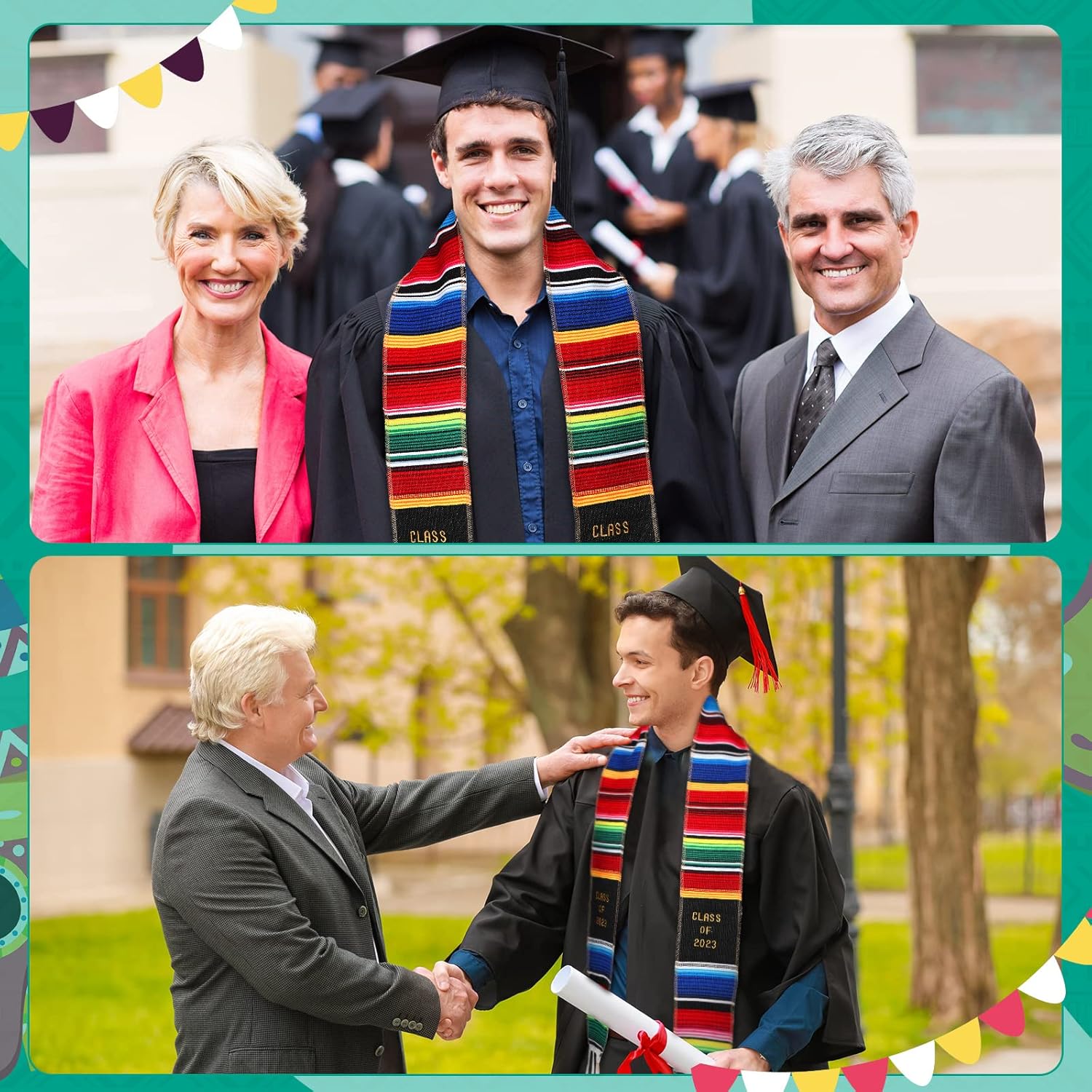 Amazon.com: 6 Pcs Mexican Graduation Sash Kente Graduation Stole Class ...