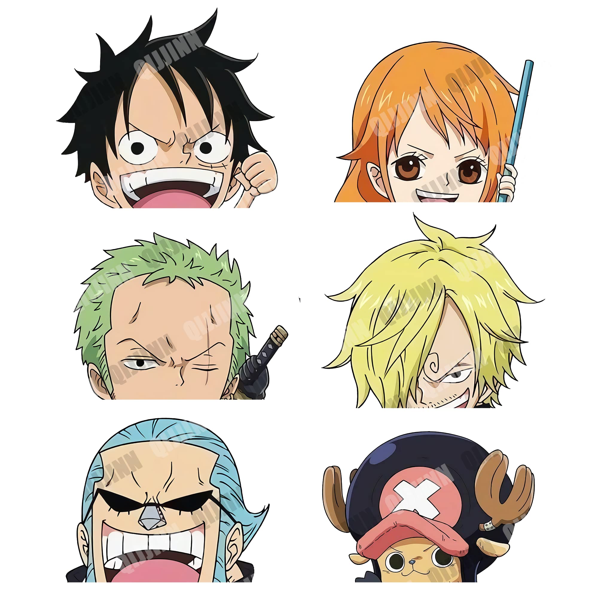 6 Pack One Piece Anime Peeking Car Stickers Luffy Roronoa | Desertcart ...