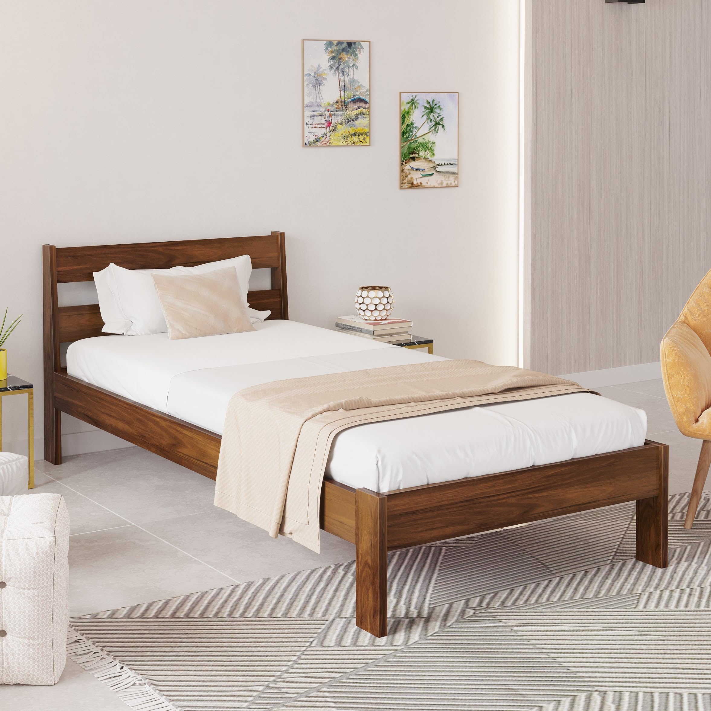 BLUEWUD Roverb Engineered Wood Single Bed Without Storage Box for ...