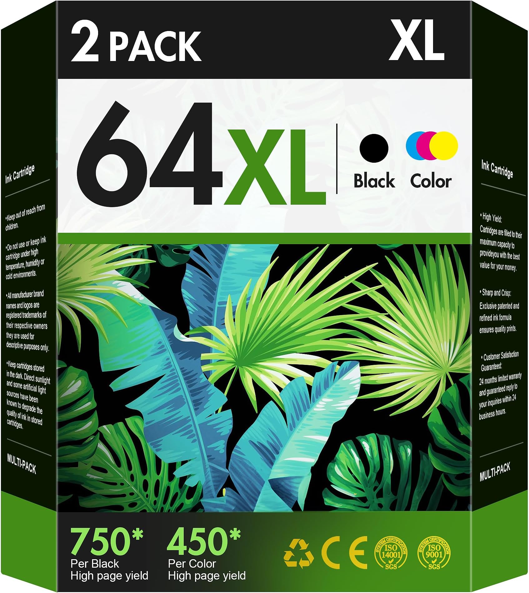 Amazon.com: 64XL Black/Tri-Color Ink Cartridges (2-Pack) for Ink 64 for ...