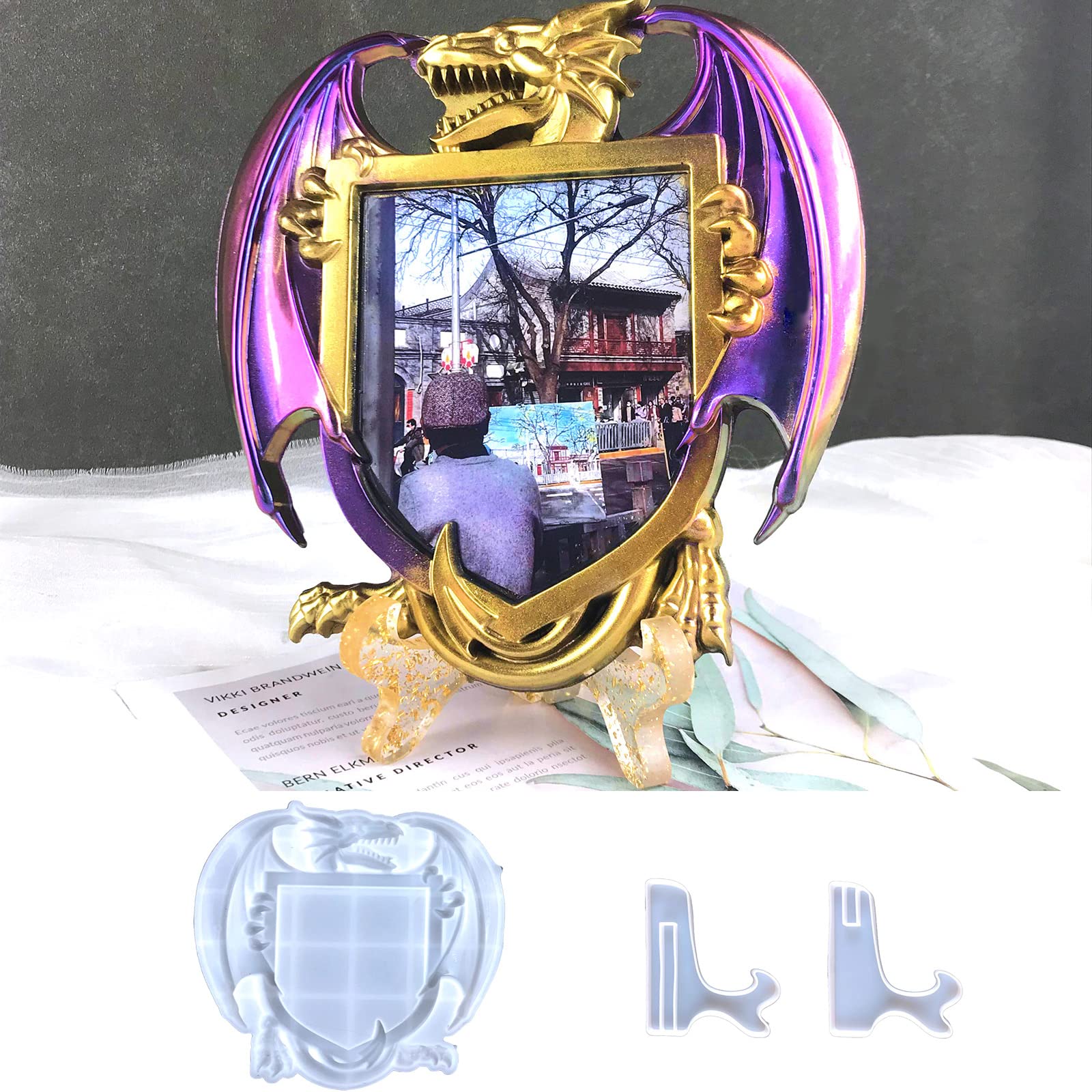 Amazon.com: 3D Dragon Photo Frame Silicone Resin Molds,Photos Display ...