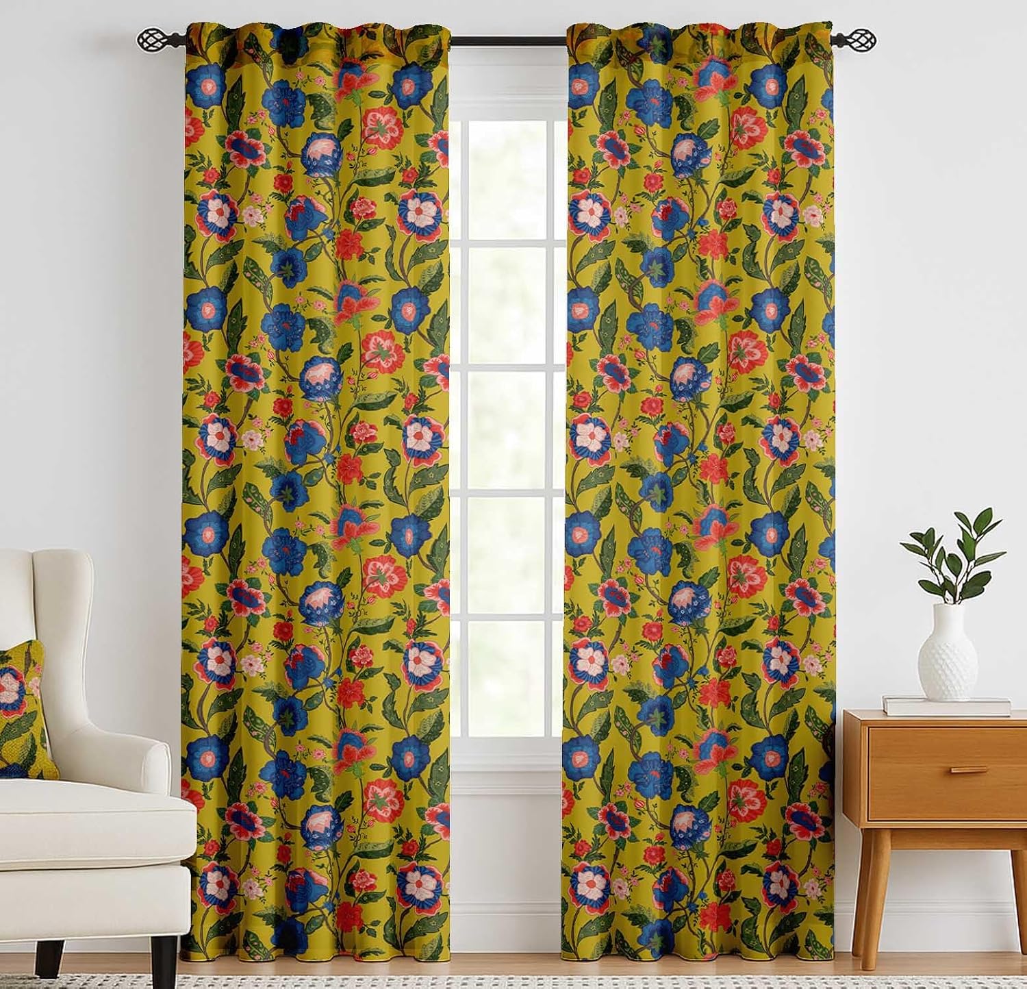 Amazon.com: Vargottam 84 Inch Rod Pocket/Back Tab Cotton Curtains for ...